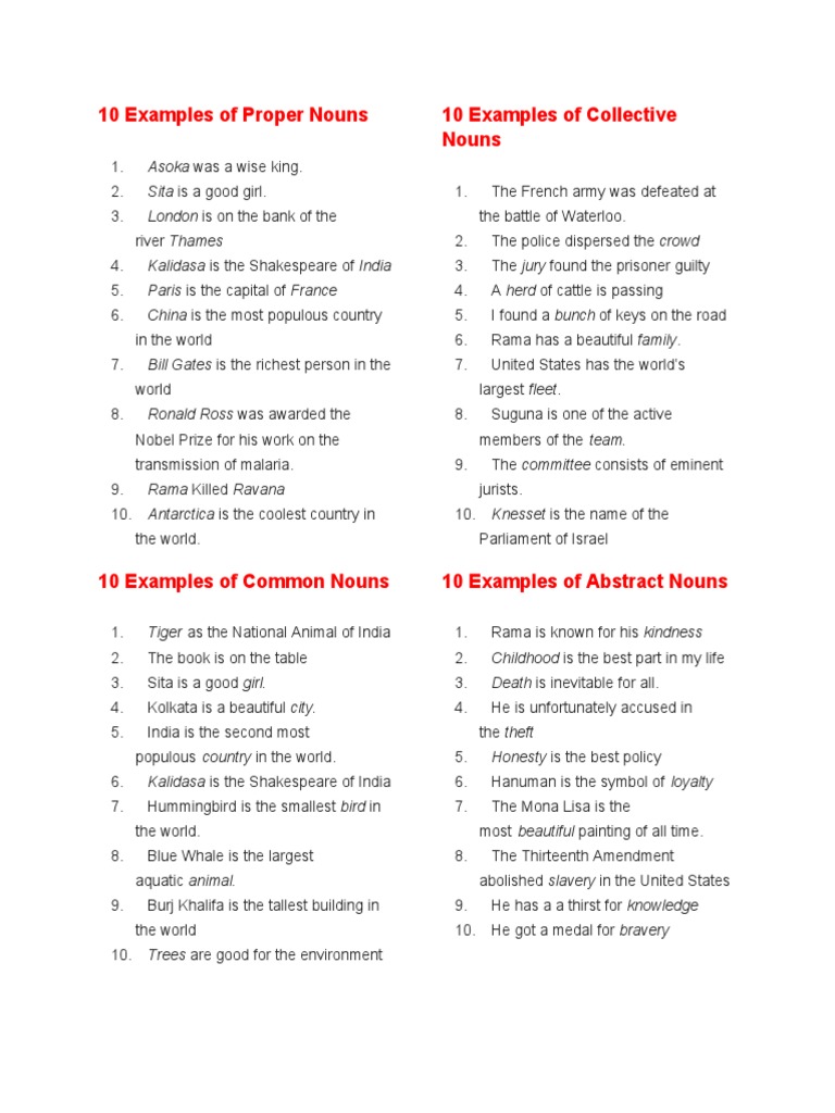10 Proper Noun Examples in Sentences | PDF | Ramayana