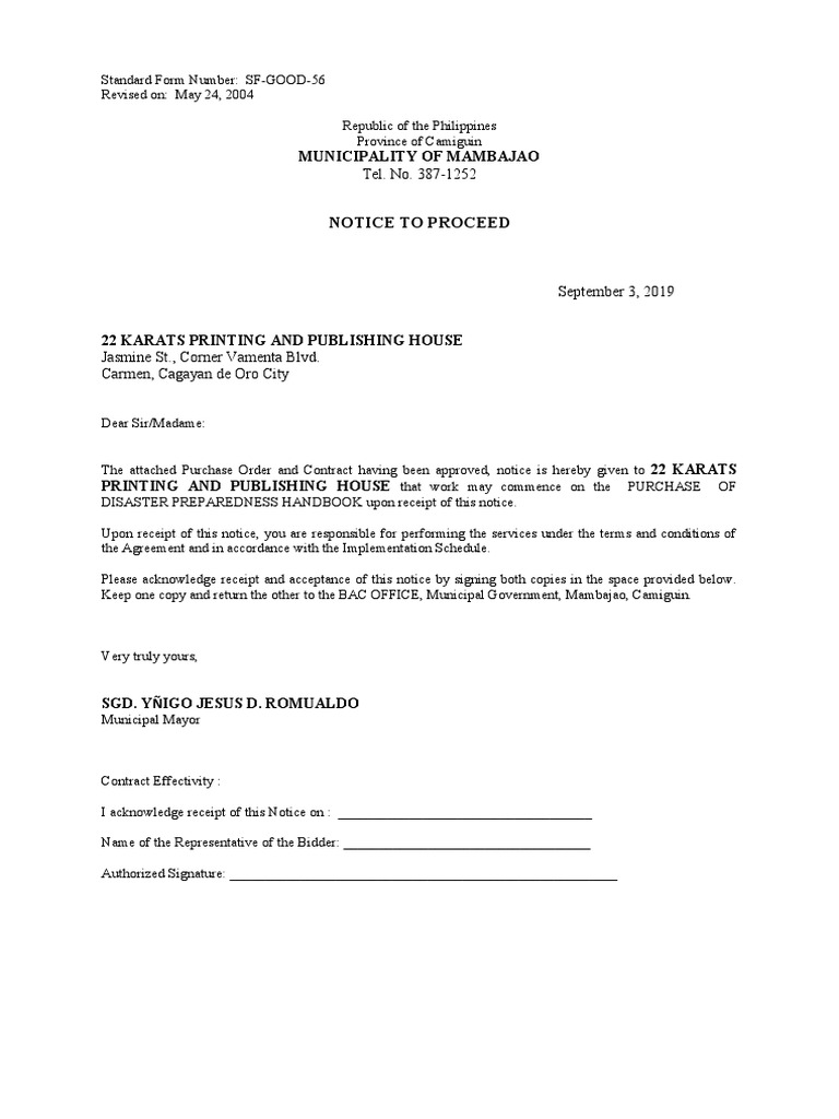 Notice To Proceed | PDF