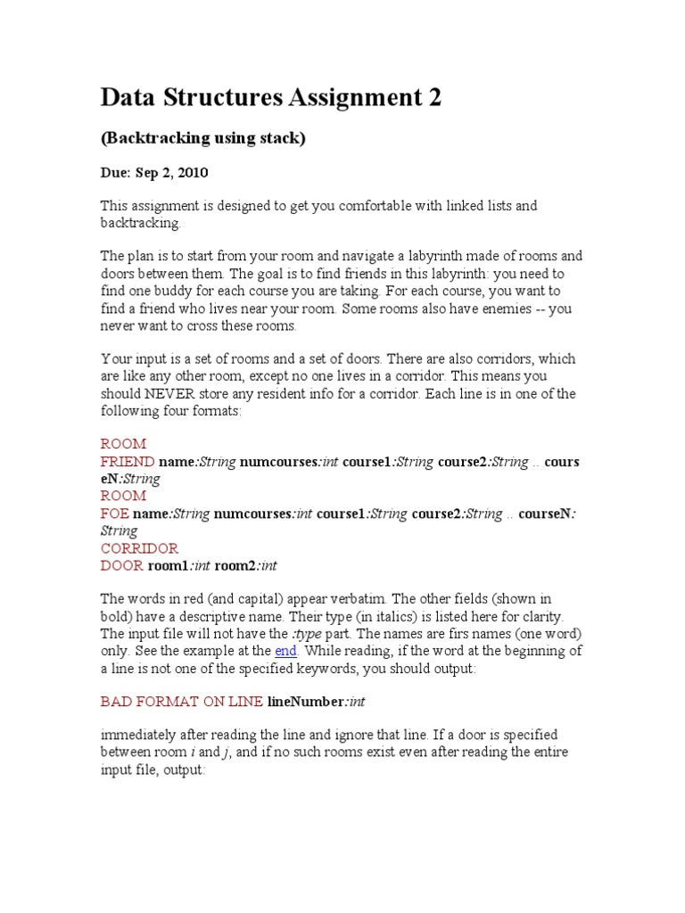 Data Structures Assignment 2: (Backtracking Using Stack) | PDF | String (Computer Science ...