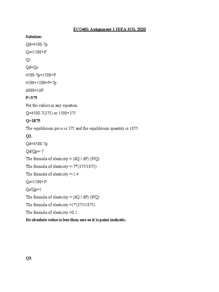 ECO401 Assignment 1 IDEA SOL Spring 2020 | PDF | Teaching Methods & Materials