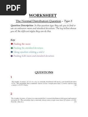 Normal Distribution Worksheet Doc Worksheet