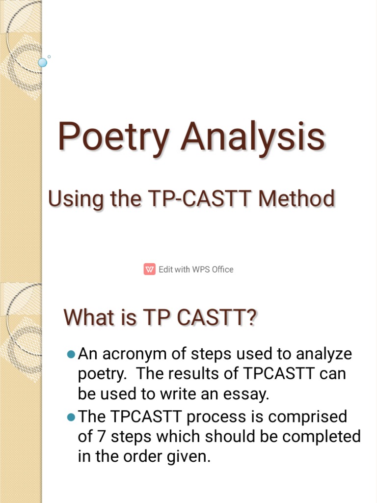 Poetry Analysis: Using The TP-CASTT Method | PDF | Metre (Poetry ...