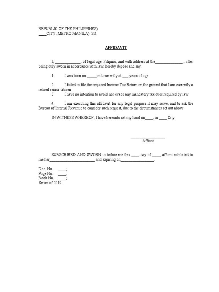 Affidavit (Non-Filing of ITR) B | PDF
