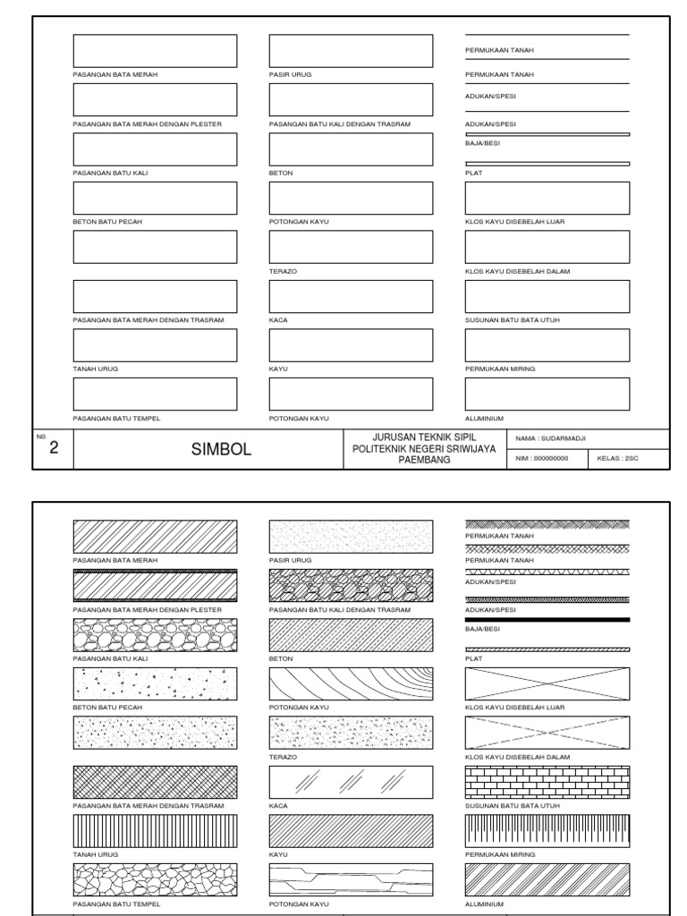 Simbol Material Teknik Sipil Autocad | PDF