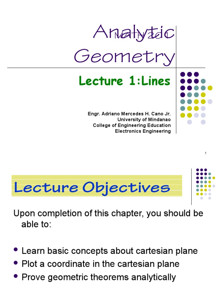 Analyticgeometrylecture1 160817202602 Pdf Pdf Cartesian Coordinate System Line Geometry