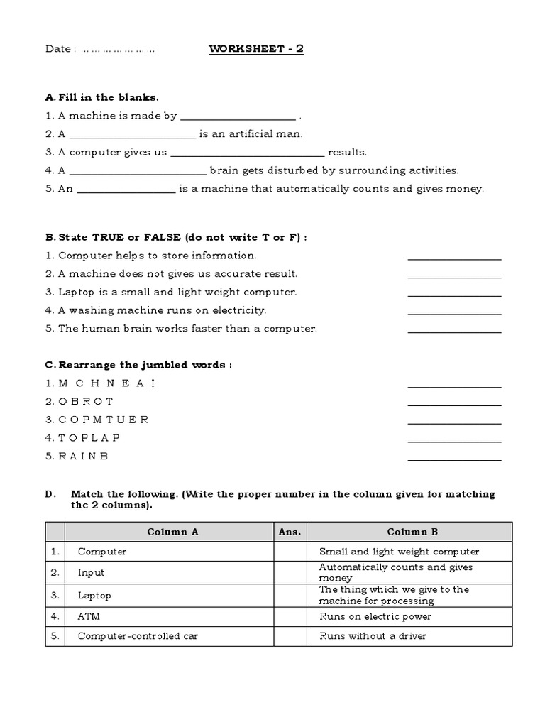 Grade 3 Computer Worksheet Activities | PDF