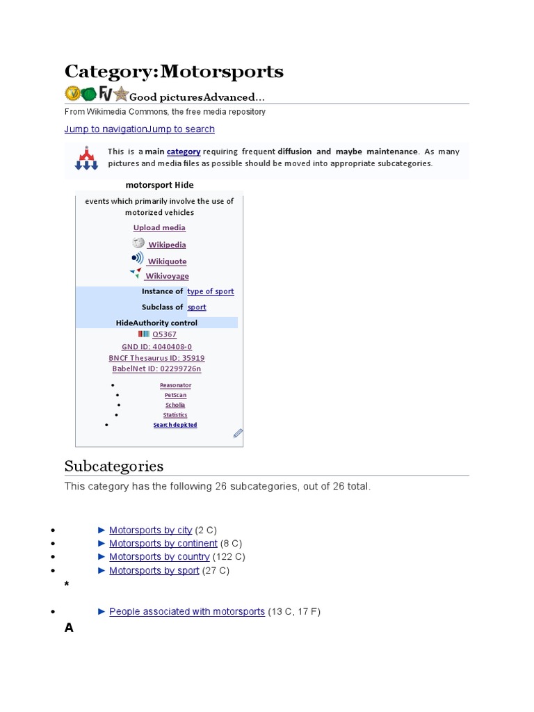 Category:Motorsports: Subcategories | PDF