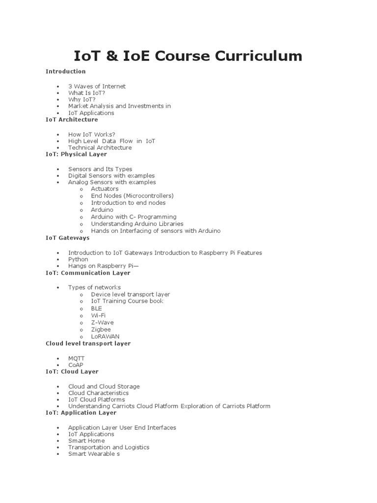 IoT Course Content | PDF | Internet Of Things | Big Data