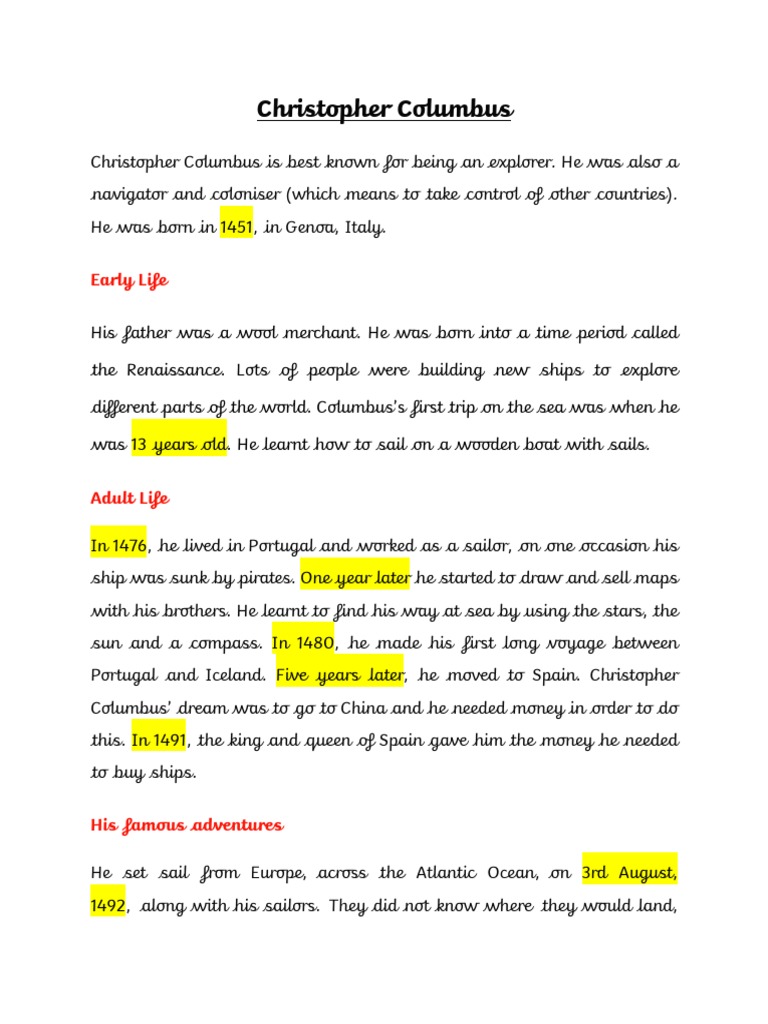 Christopher Columbus: Early Life | PDF | Christopher Columbus | Exploration