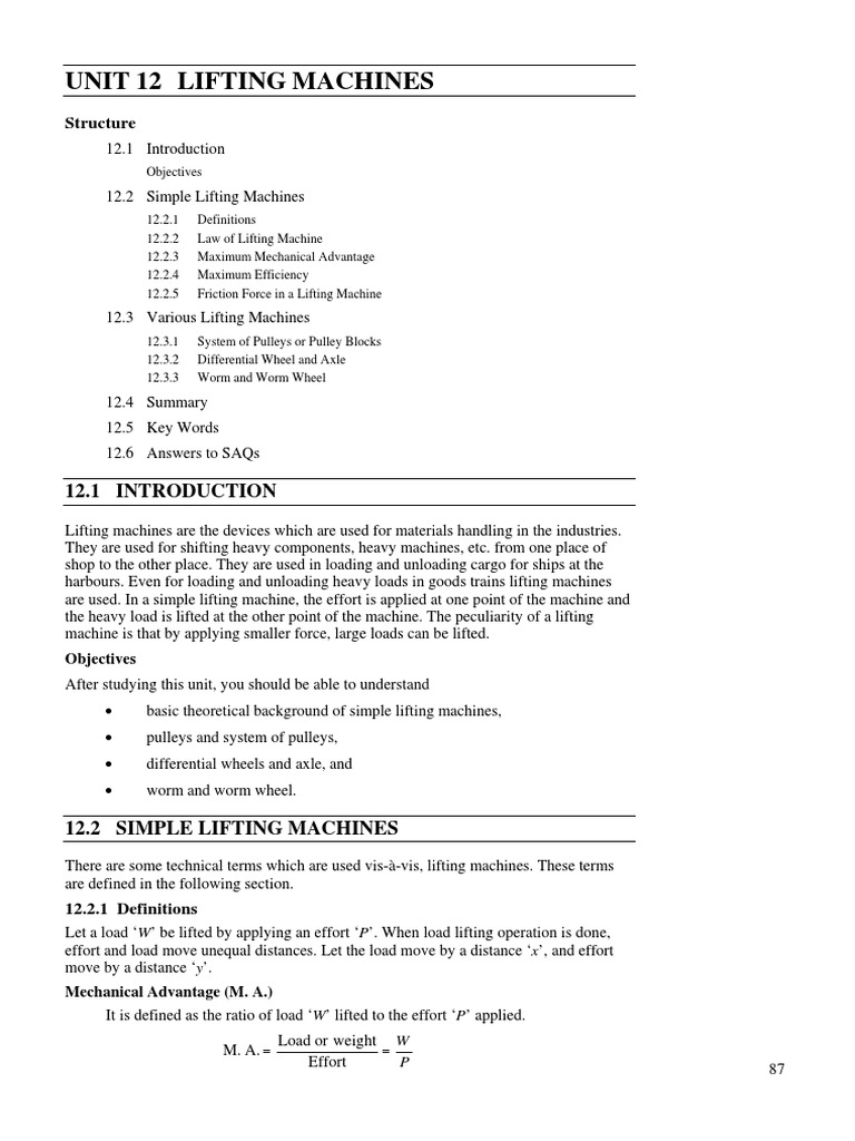 Understanding Simple Lifting Machines | PDF | Machines | Classical ...