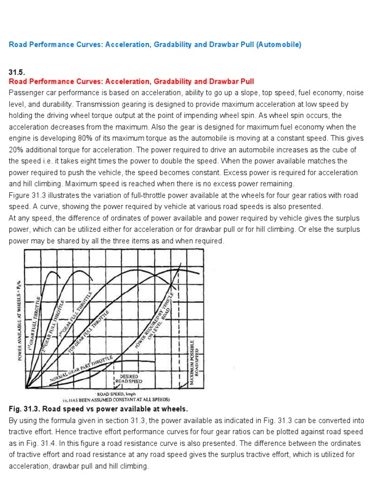 Road Performance Curves: Acceleration, Gradability and Drawbar Pull ...
