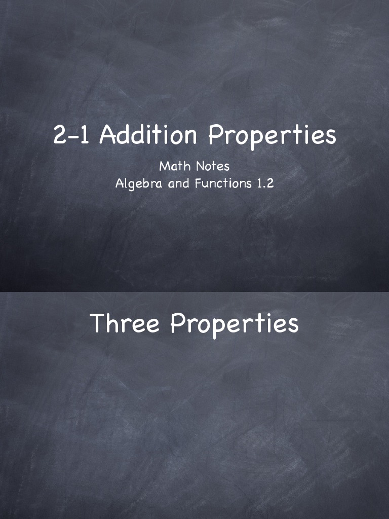 2-1 Addition Properties: Math Notes Algebra and Functions 1.2 | PDF ...