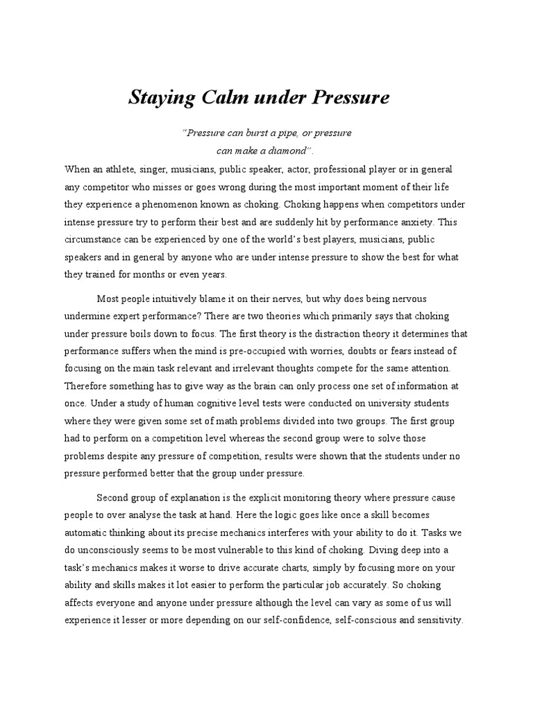 Staying Calm Under Pressure | PDF | Thought | Psychological Concepts