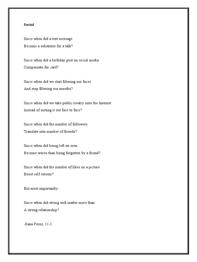Social Media POEM | PDF