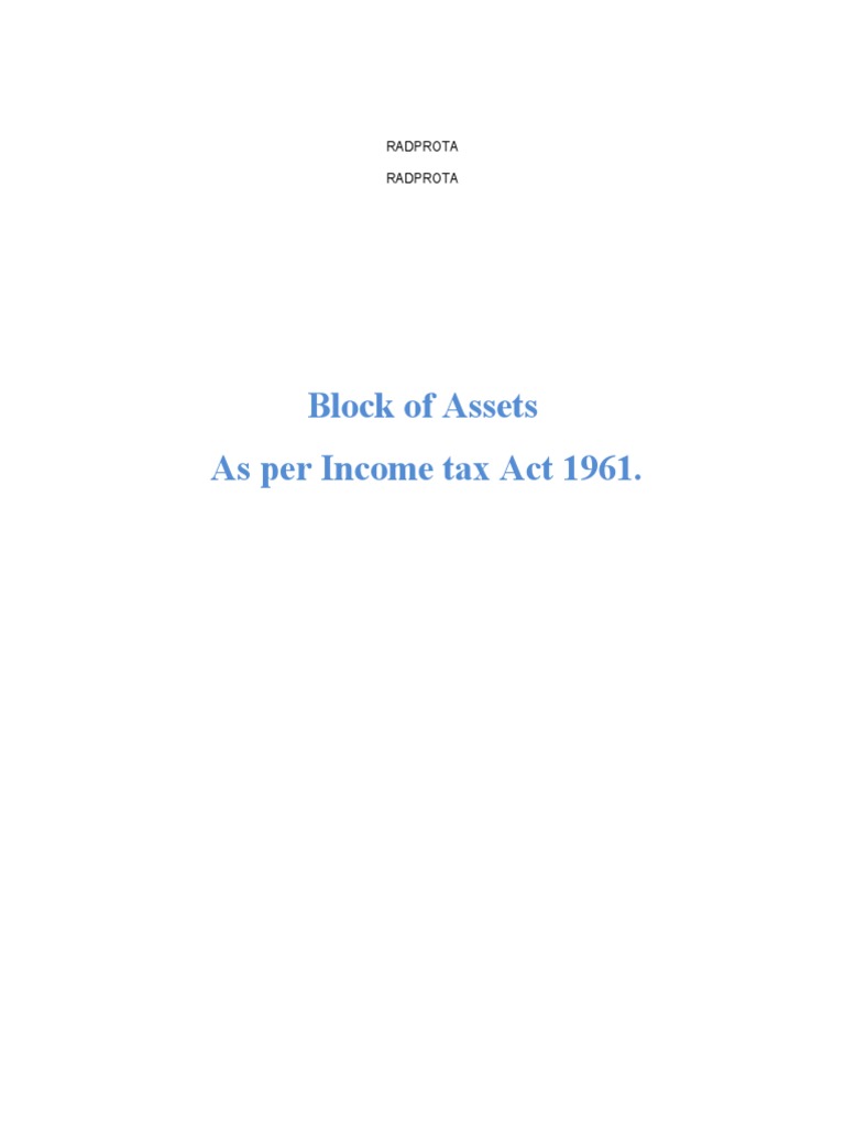 Block of Assets | PDF | Depreciation | Accounting
