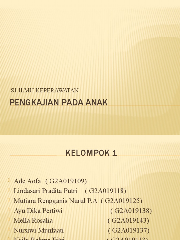 Pengkajian Pada Anak KELOMPOK1 | PDF | Kesehatan Holistik
