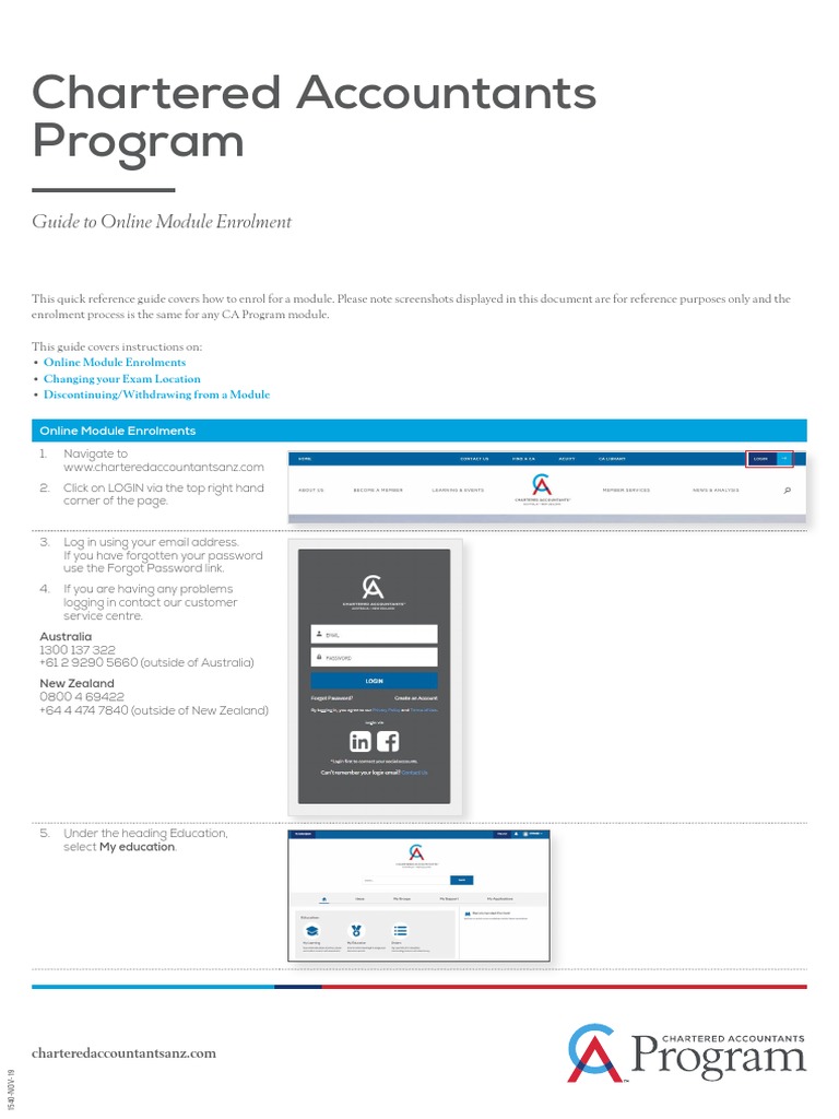 CA Program Online Enrolment Guide | PDF | Login | Computing