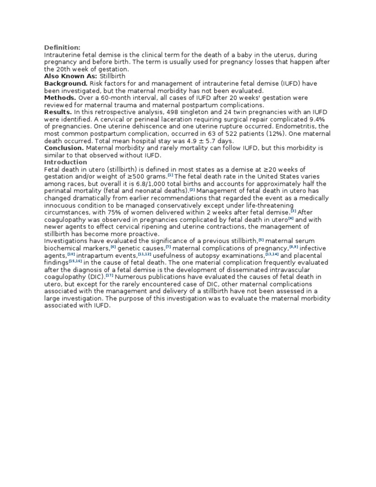 IUFD | PDF | Fetus | Childbirth