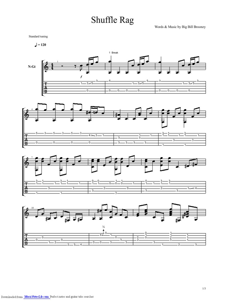 Shuffle Rag: Standard Tuning | PDF | Elements Of Music | Guitar Family ...
