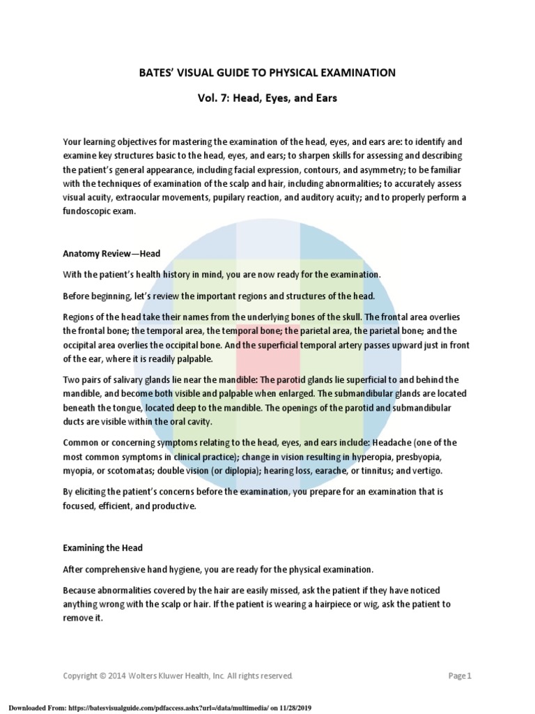 Bates' Visual Guide To Physical Examination Vol. 7: Head, Eyes, and ...