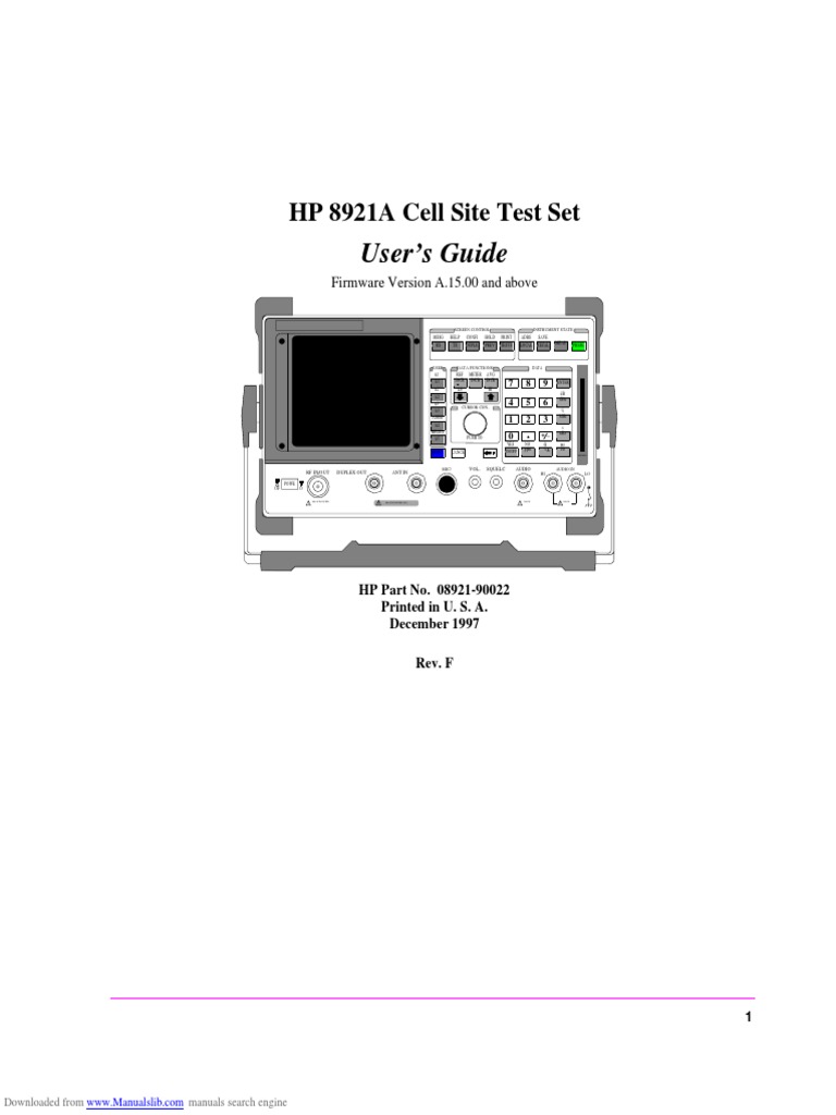 User's Guide: HP 8921A Cell Site Test Set | PDF | Fuse (Electrical ...