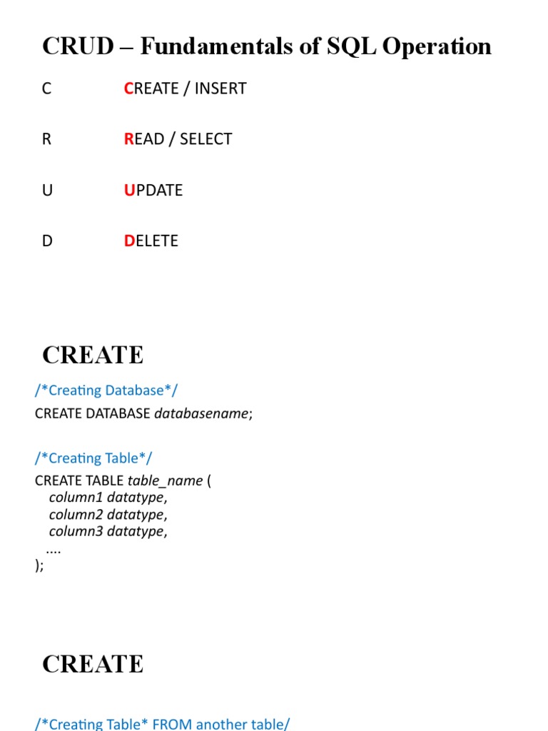 SQL CRUD Operations Explained | PDF