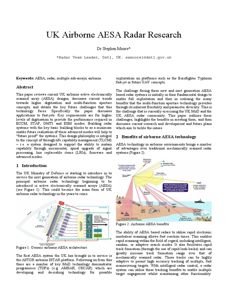 UK Airborne AESA Radar Research: DR Stephen Moore | PDF | Radar | Amplifier