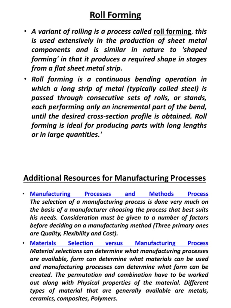 Roll Forming | PDF | Sheet Metal | Economic Sectors