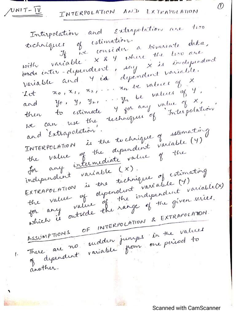 Interpolation and Extrapolation Notes Handwritten | PDF