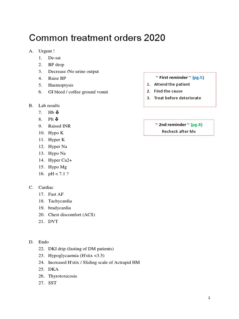 2020 Apr Common Treatment Orders | PDF | Blood Transfusion | Sepsis