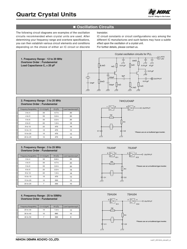 Quartz Crystal Units: Oscillation Circuits | PDF | Electromagnetism ...