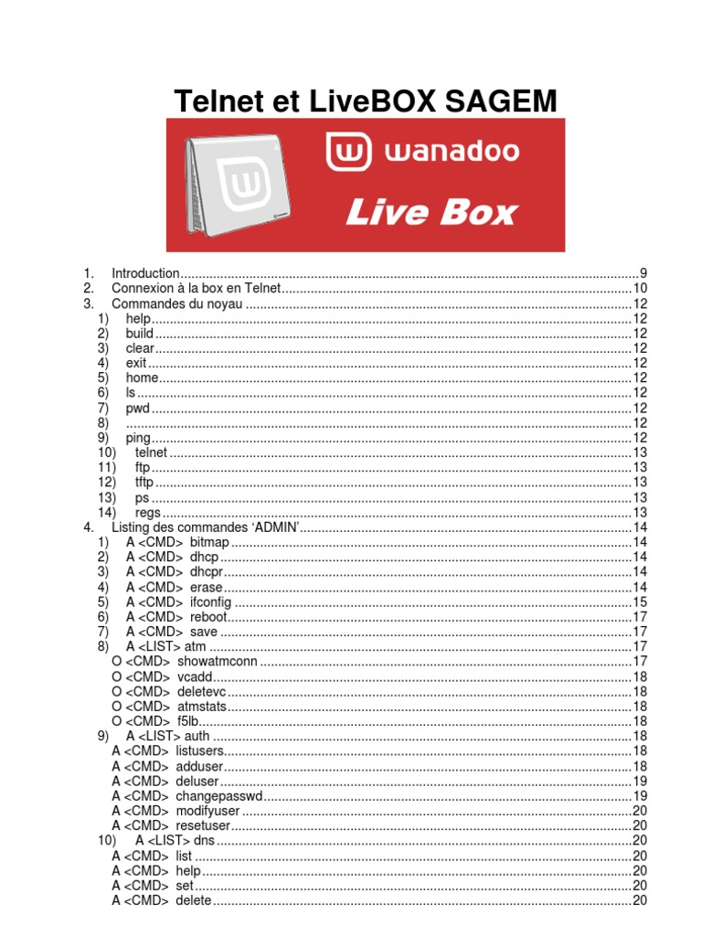 Commande Telnet Pour Livebox | PDF | Protocoles Internet | Transmission ...