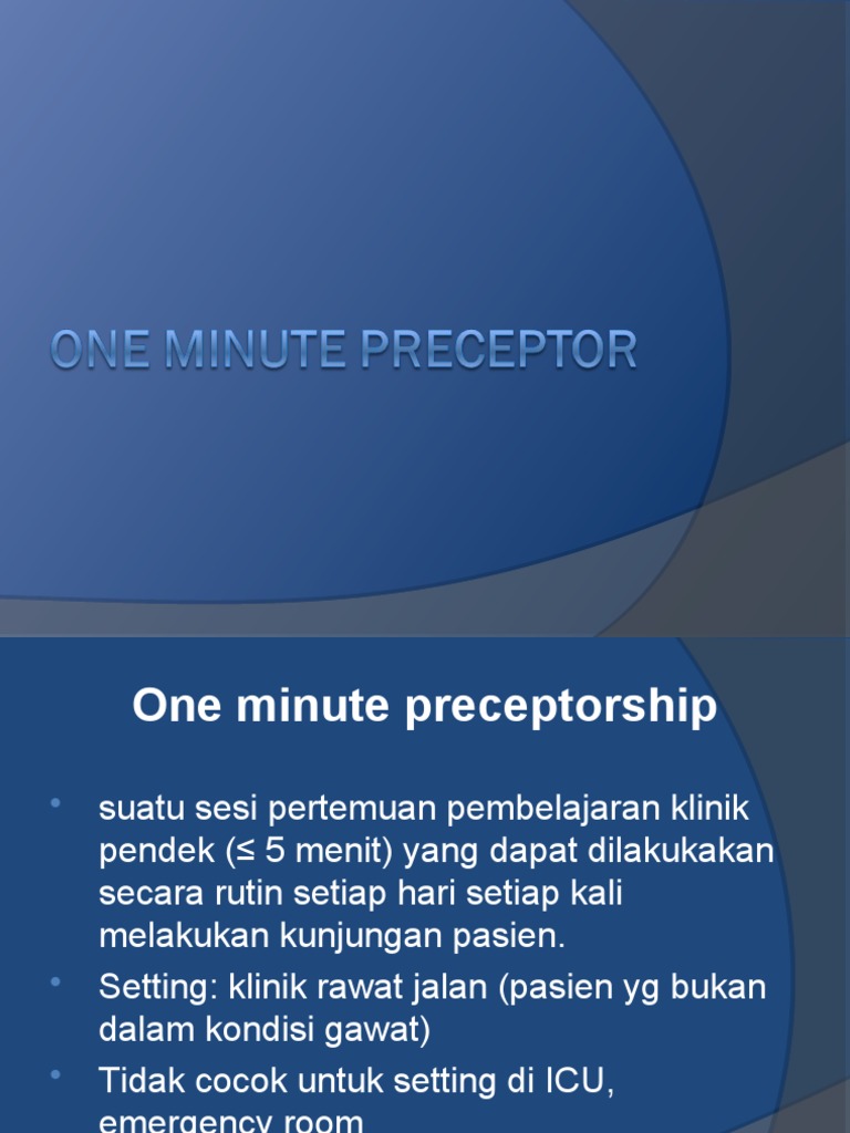 Microskills One Minute Preceptor 2 | PDF