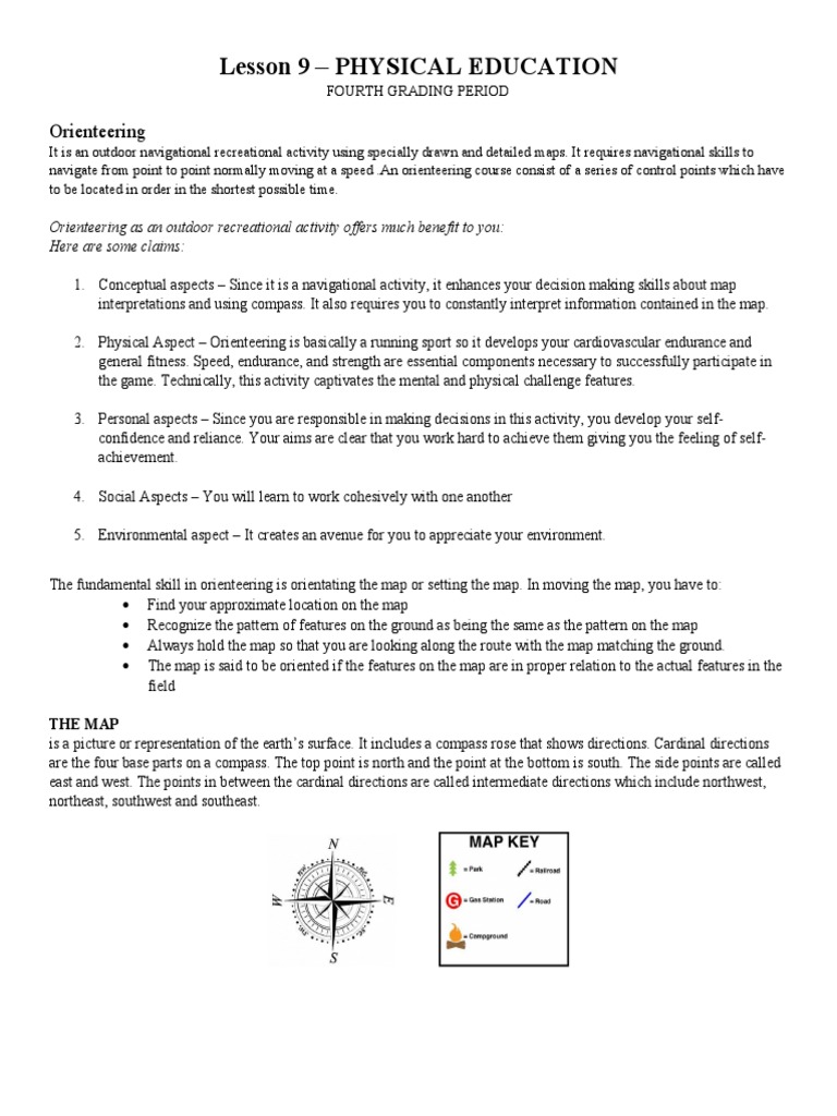 Lesson 9 - Physical Education: Orienteering | PDF | Compass | Earth ...