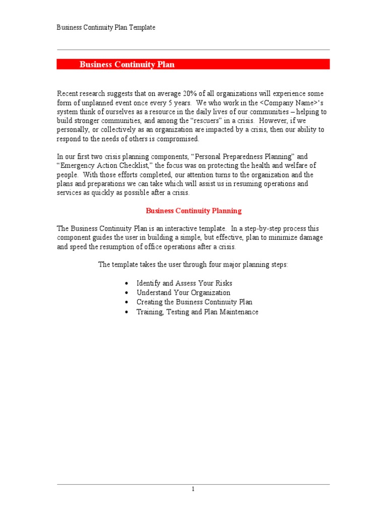 Business Continuity Plan Document | PDF | Emergency Management | Backup