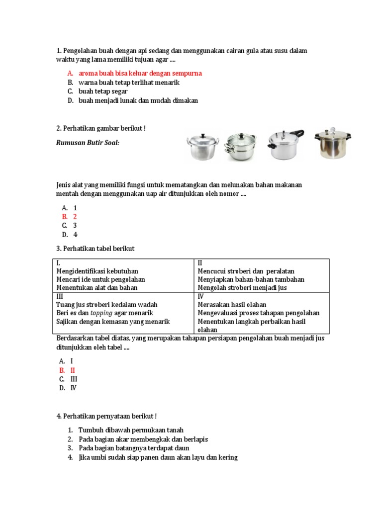 A. Aroma Buah Bisa Keluar Dengan Sempurna: Rumusan Butir Soal | PDF