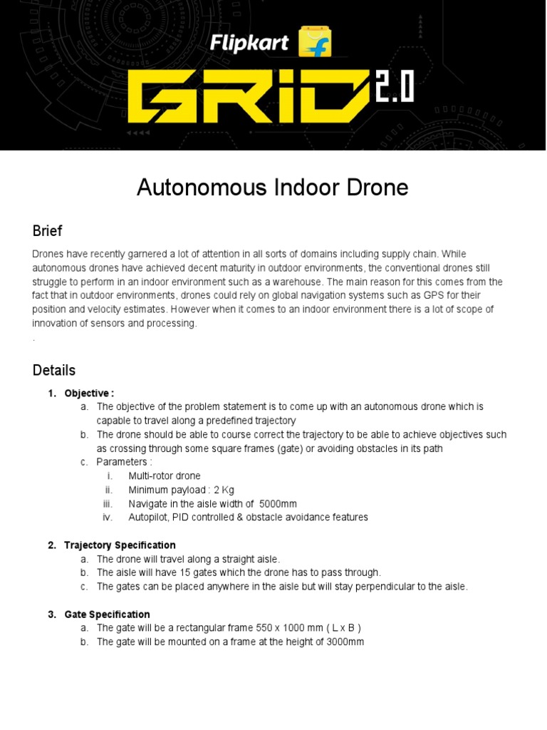 Grid 2.0 - Autonomous Indoor Drone Problem Statement | PDF | Unmanned ...