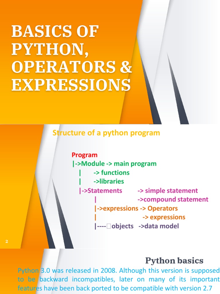 Basics of Pythhon N Operators | PDF | Variable (Computer Science) | Data Type