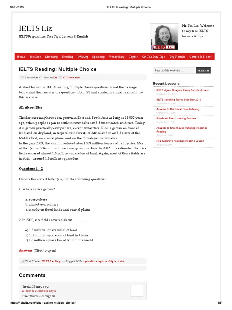 IELTS Reading - Multiple Choice PDF | PDF | International English ...