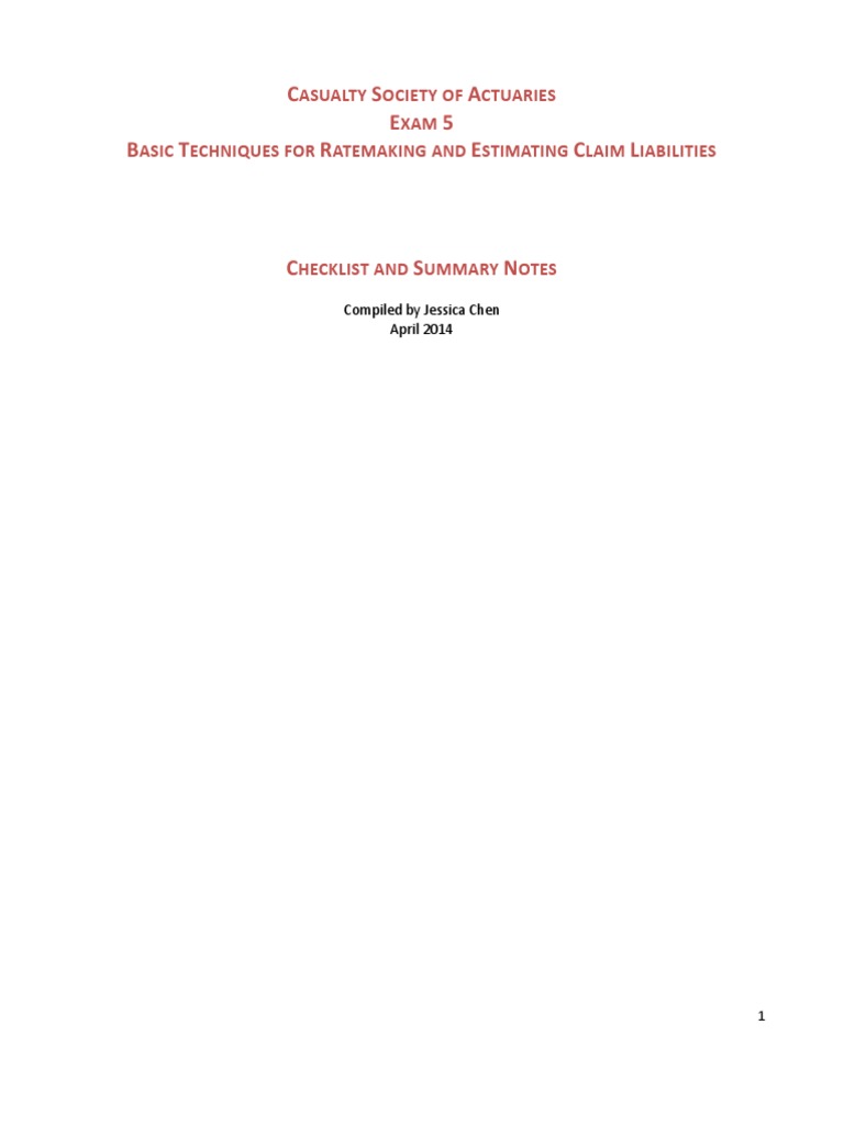 + CAS Exam 5 Summary | PDF | Reinsurance | Insurance