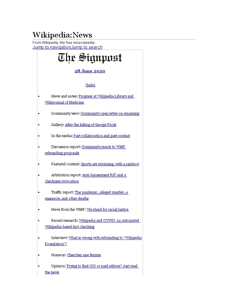 Wikipedia:News: Jump To Navigation Jump To Search | PDF | Wikipedia ...