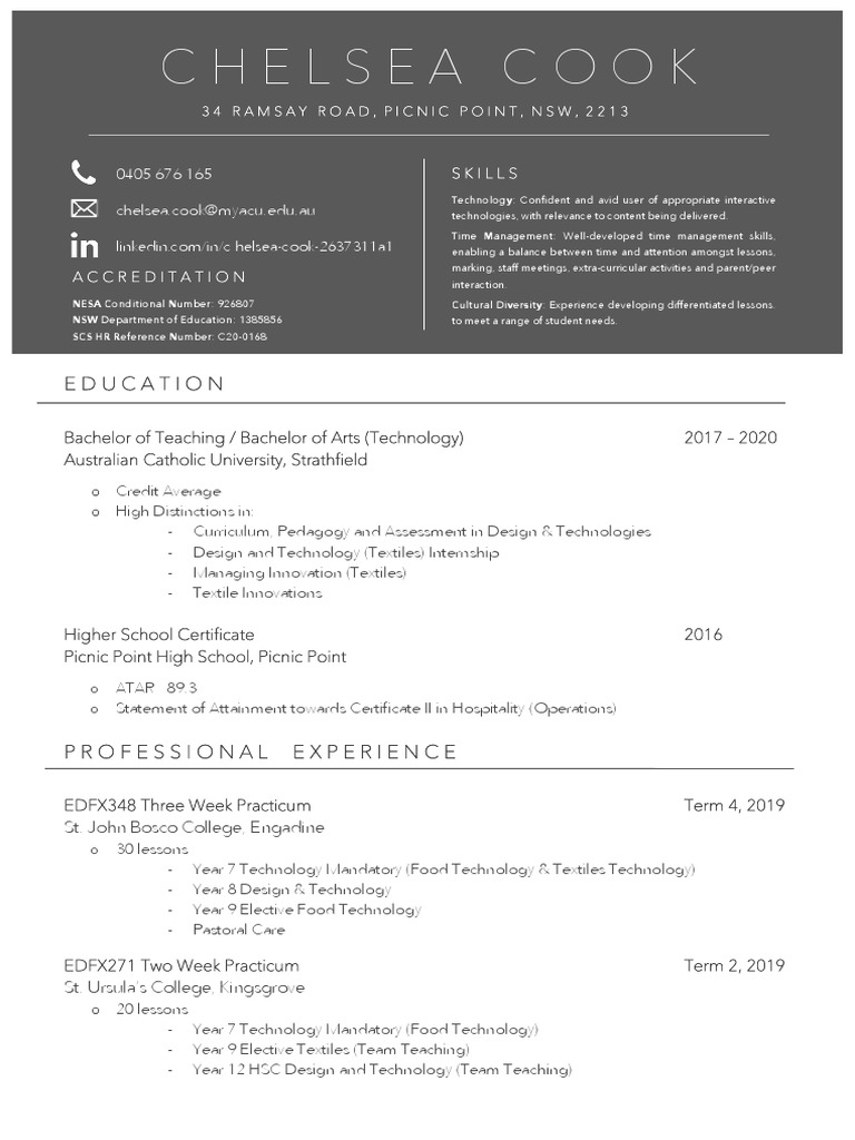 Chelsea Cook CV | Download Free PDF | Learning | Behavior Modification