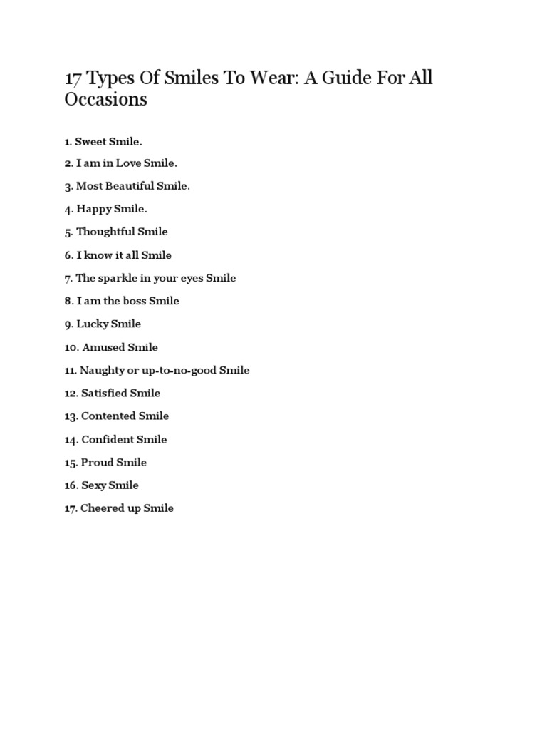 17 Types of Smiles for Every Occasion | PDF