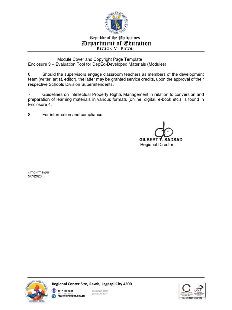 Addendum Page 2 and Enclosures | PDF | Instructional Design ...