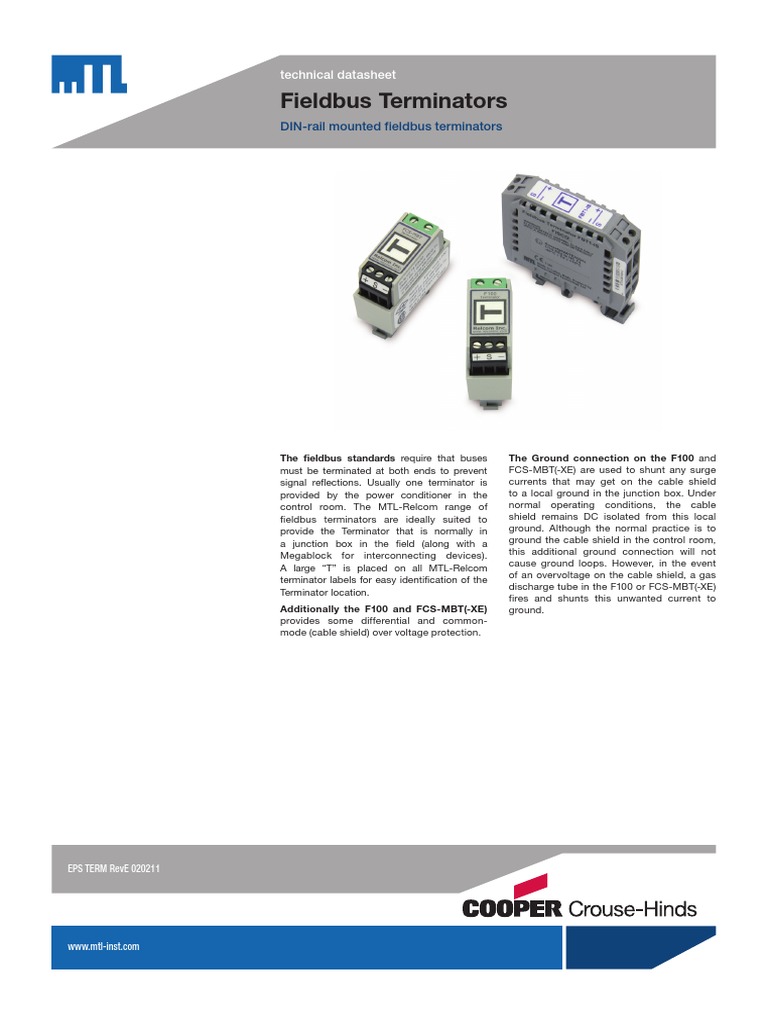 DIN-rail Mounted Fieldbus Terminators | PDF | Electrical Equipment ...