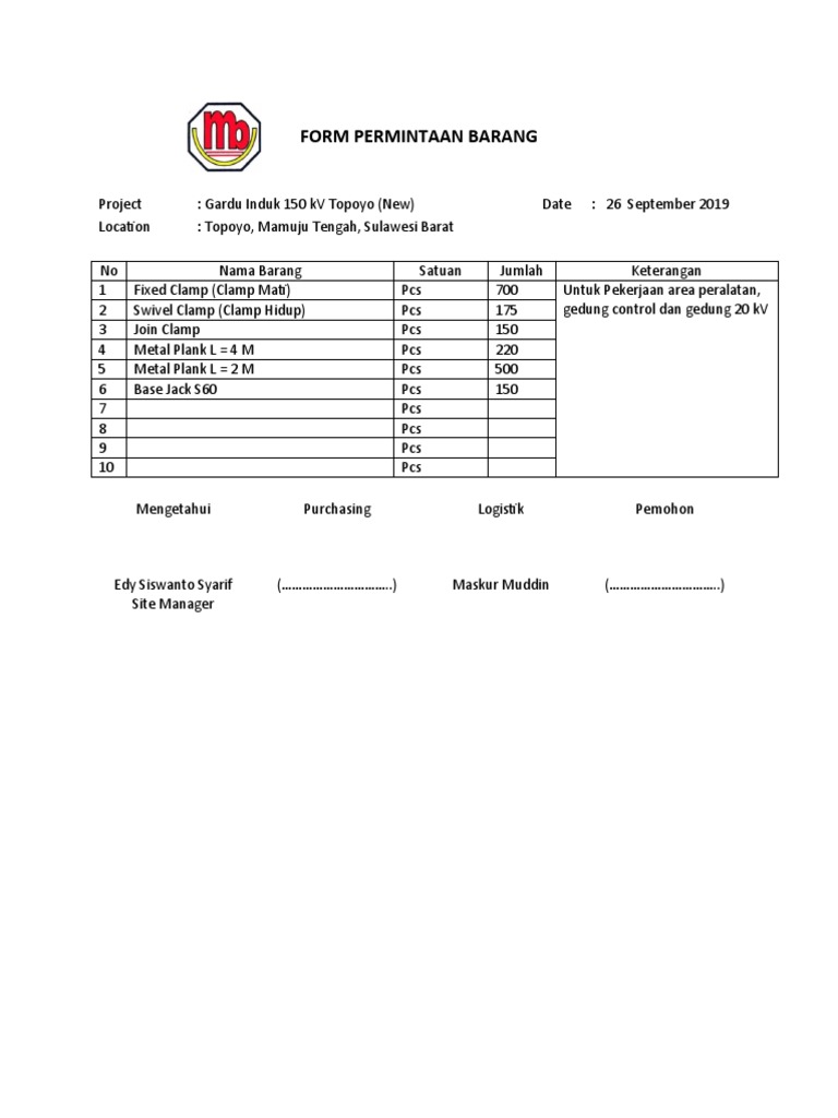 Form Permintaan Barang-1 | PDF