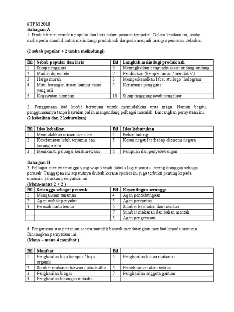 Skema P Am 2 STPM 2010 | PDF