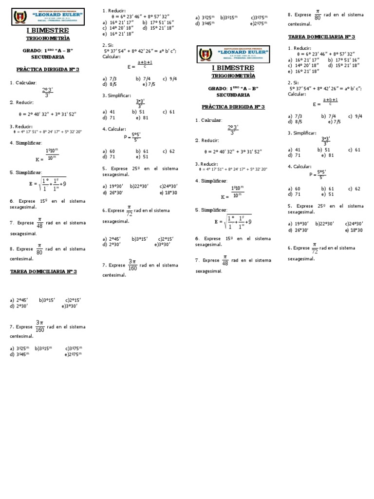 I Bimestre | PDF | Notación Matemática | Codificaciones