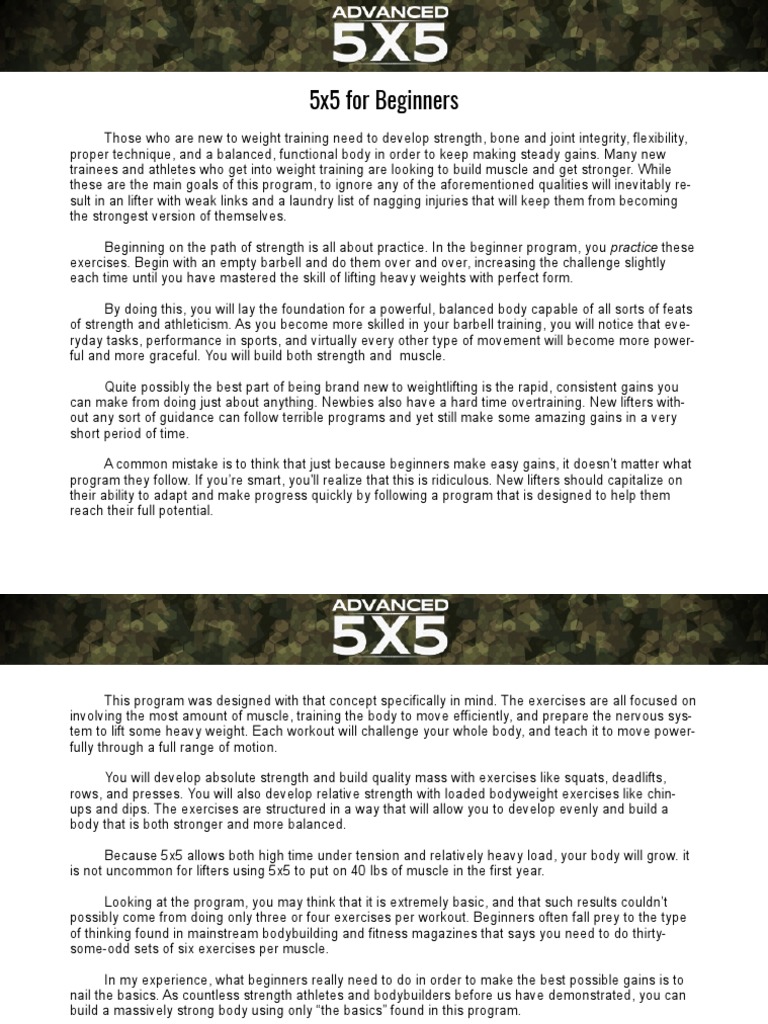 5x5 For Beginners | PDF | Weight Training | Recreation