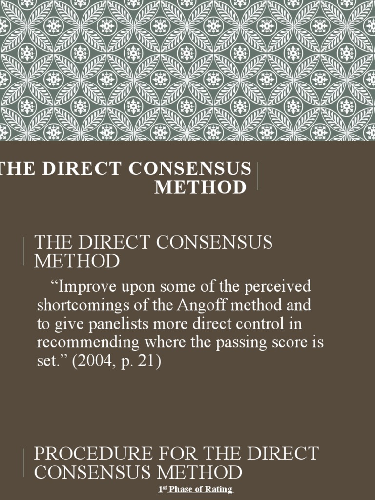 Direct Consensus Method for Score Setting | PDF | Test (Assessment ...